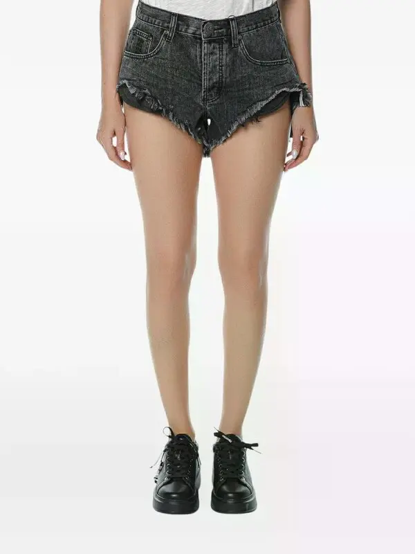 ONETEASPOON Rollers Frayed Denim Shorts - Black