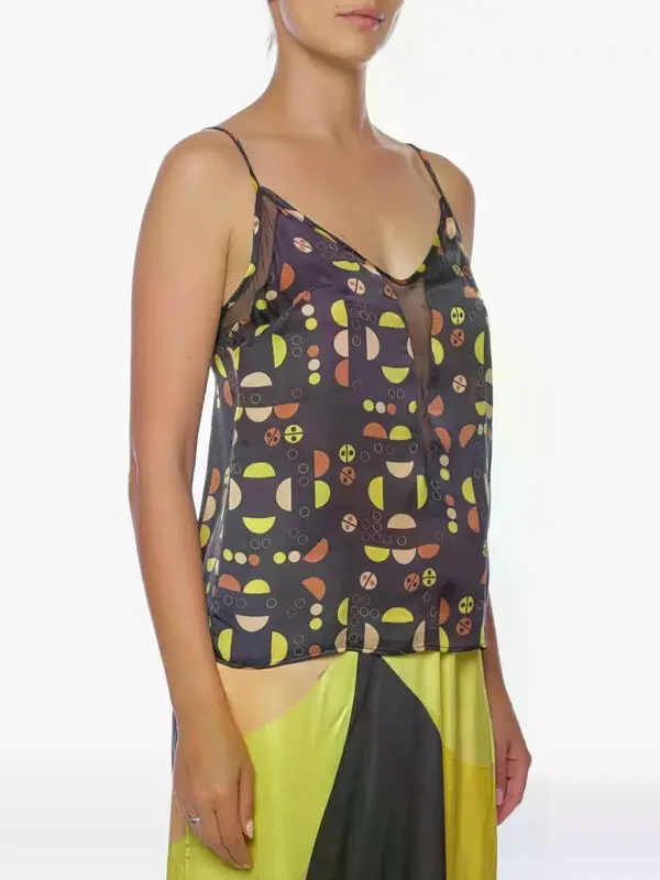ANNIE P. Geometric-print Mesh-panel Tank Top