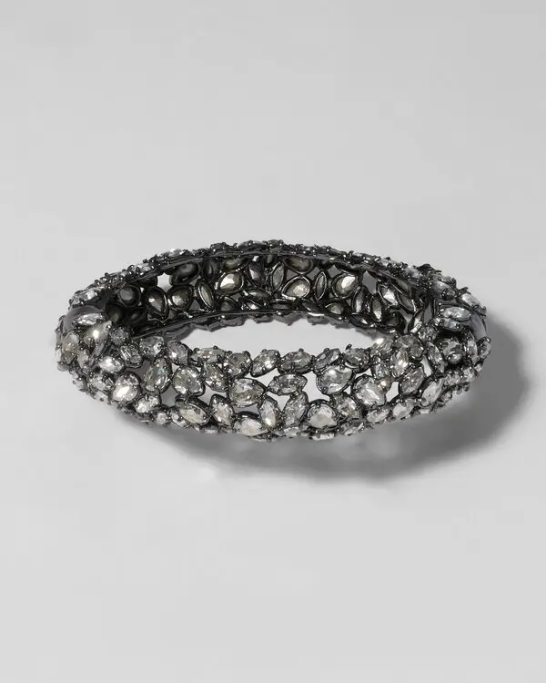 Alexis Bittar Archive Crystal Clustered Gunmetal Hinge Bracelet