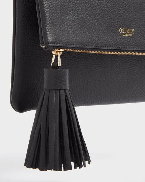 OSPREY LONDON The Bexley Leather Clutch Bag - Black