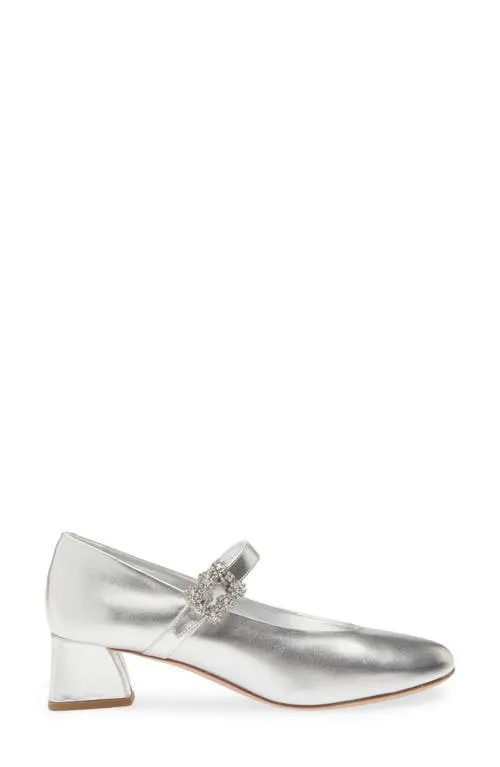 ROGER VIVIER Mini Flower Babies Leather Mary Jane Pump - Argento