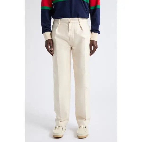 DRAKE'S Games Pleated Cotton Moleskin Trousers - Ecru 050