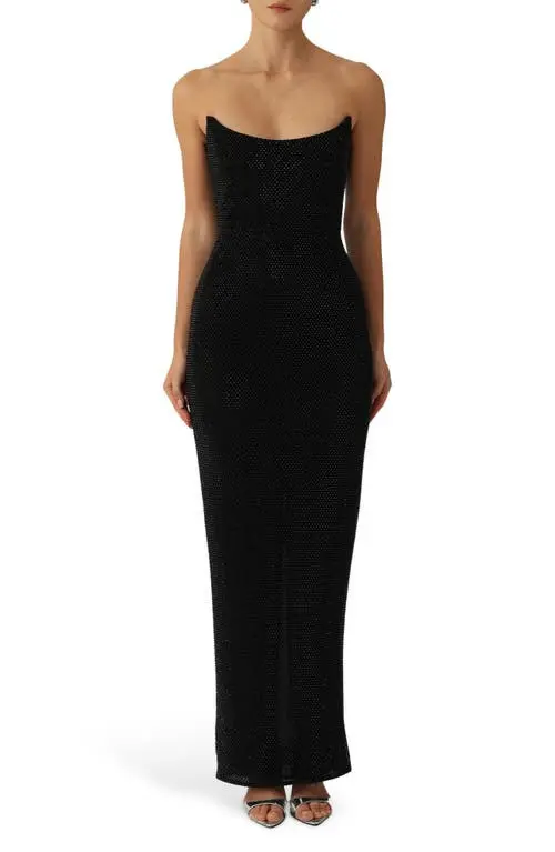 SAU LEE Vesper Crystal Embellished Strapless Gown