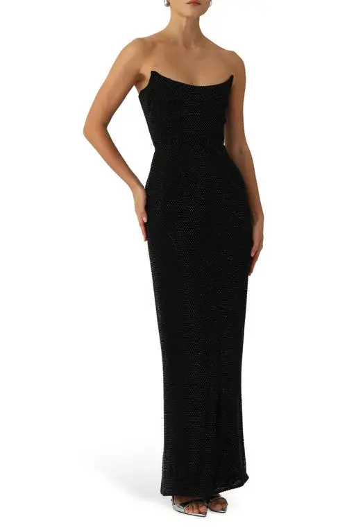 SAU LEE Vesper Crystal Embellished Strapless Gown