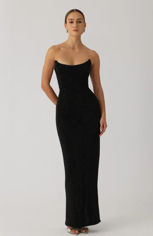 SAU LEE Vesper Crystal Embellished Strapless Gown