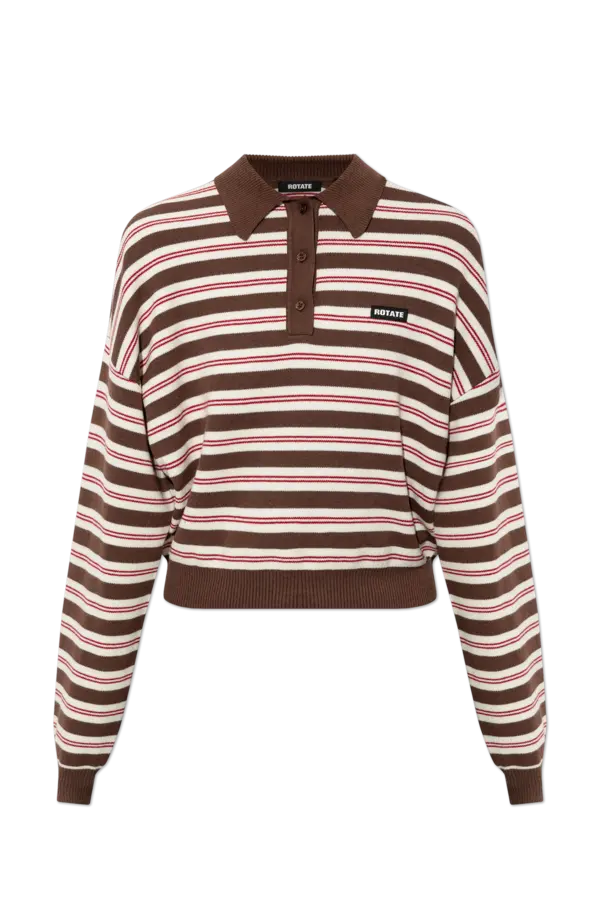 ROTATE BY BIRGER CHRISTENSEN Striped Polo Shirt - Brown