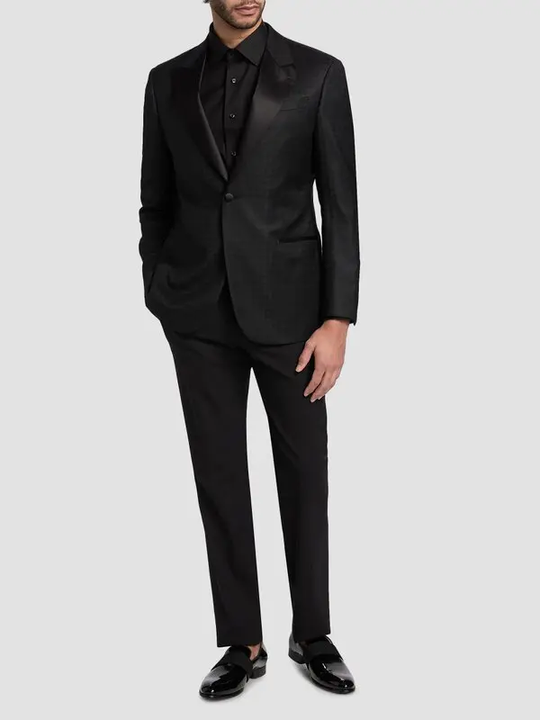 Emporio Armani Houndstooth Stretch-virgin Wool Blazer