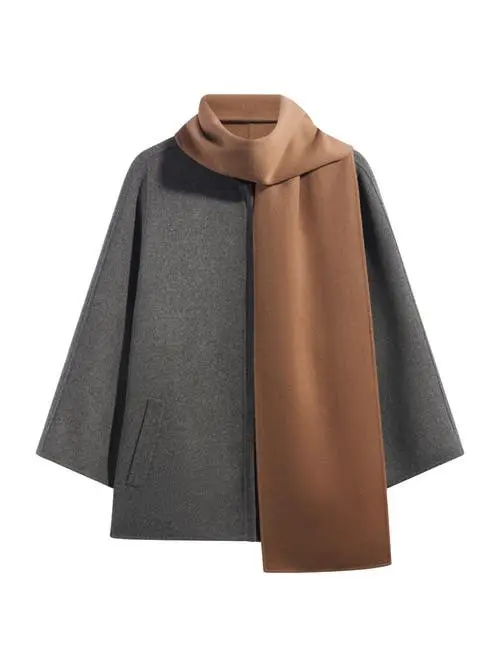 Gerard Darel Reversible Cape Scarf Draped Coat