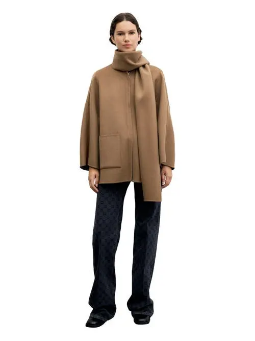 Gerard Darel Reversible Cape Scarf Draped Coat