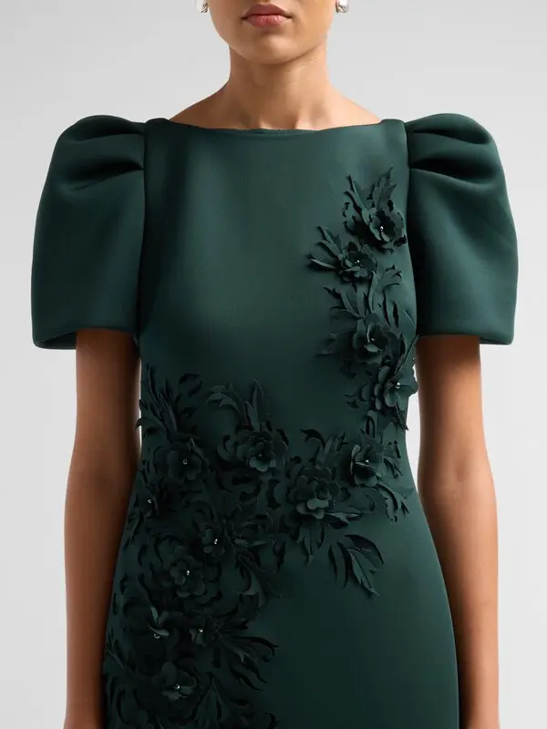 Badgley Mischka Floral Laser-cut Embroidery Cocktail Dress