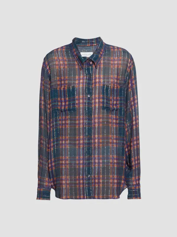 Dries Van Noten Cheers Plaid Oversized Shirt - Blue