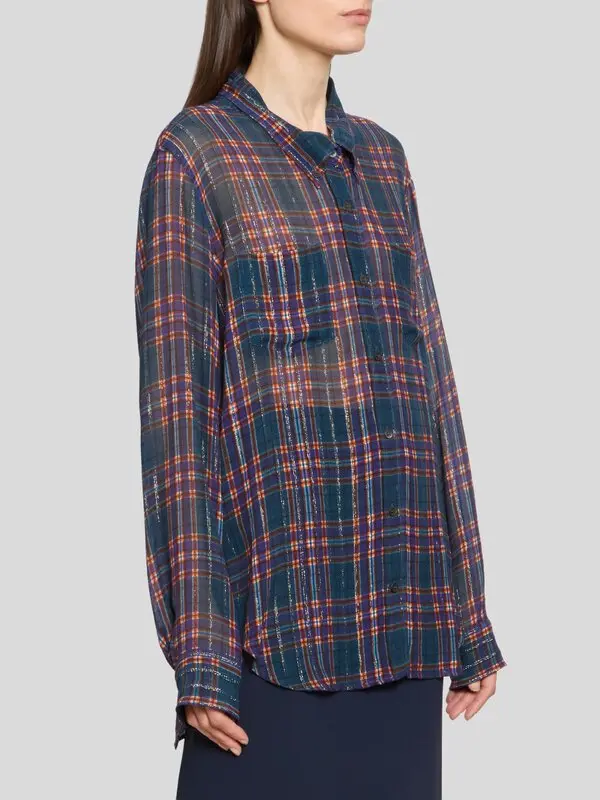 Dries Van Noten Cheers Plaid Oversized Shirt - Blue