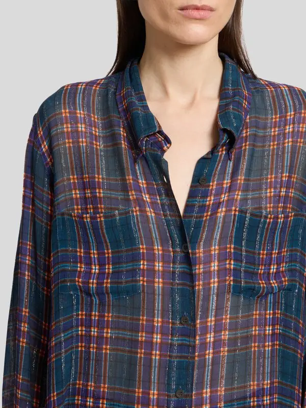 Dries Van Noten Cheers Plaid Oversized Shirt - Blue