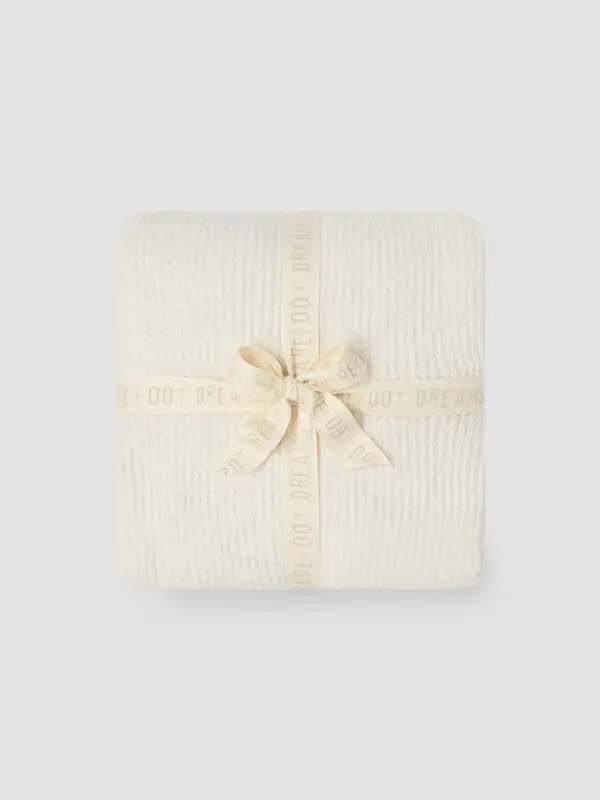 Barefoot Dreams Cozychic Rib-knit Blanket Stitch Throw Blanket - Cream Java