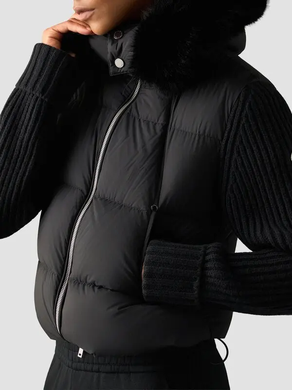 Moose Knuckles Mixed-media Faux Fur-trim Hooded Down Jacket