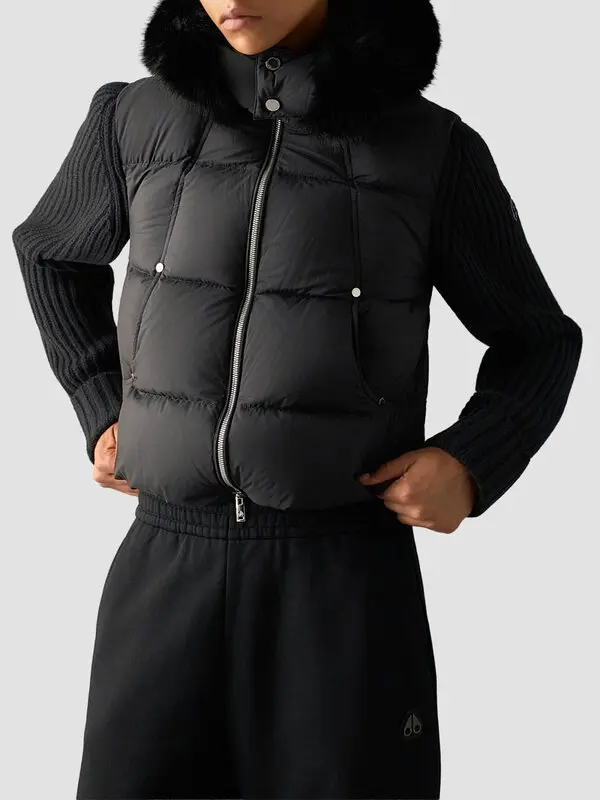 Moose Knuckles Mixed-media Faux Fur-trim Hooded Down Jacket