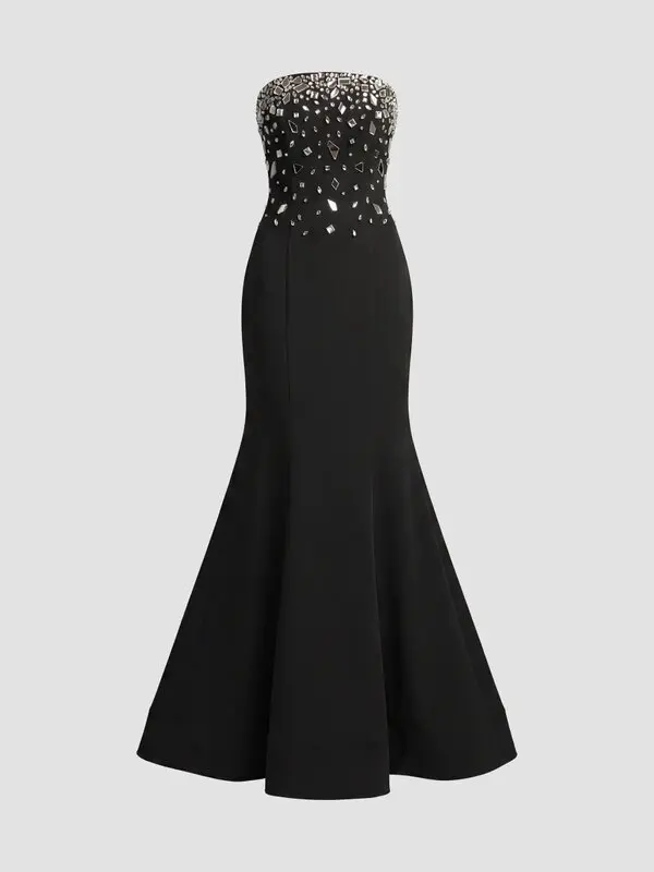 Mac Duggal Crêpe Strapless Embellished Mermaid Gown