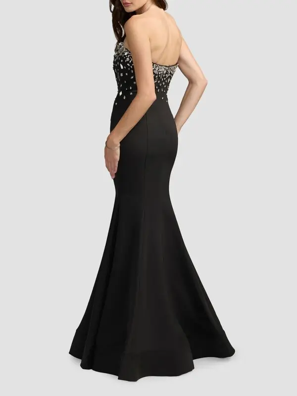 Mac Duggal Crêpe Strapless Embellished Mermaid Gown