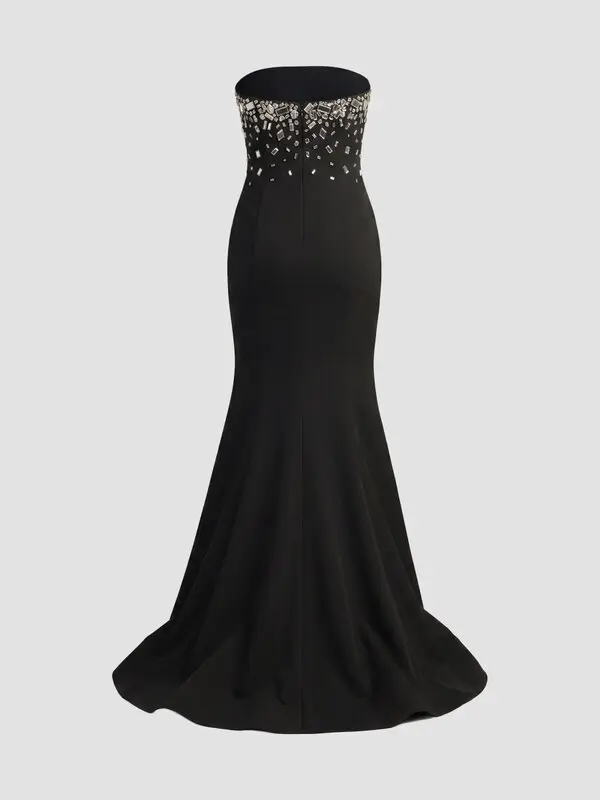 Mac Duggal Crêpe Strapless Embellished Mermaid Gown