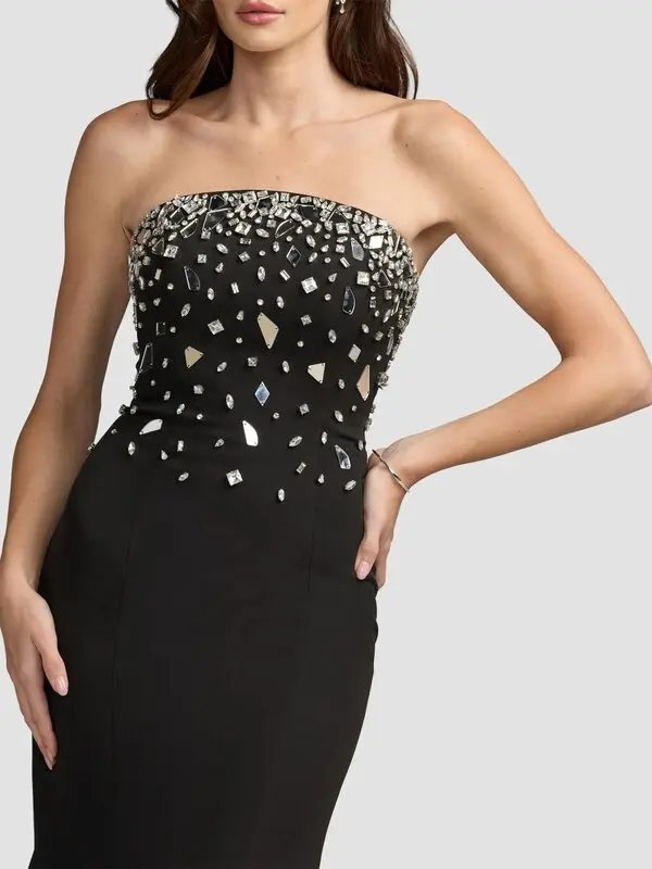Mac Duggal Crêpe Strapless Embellished Mermaid Gown