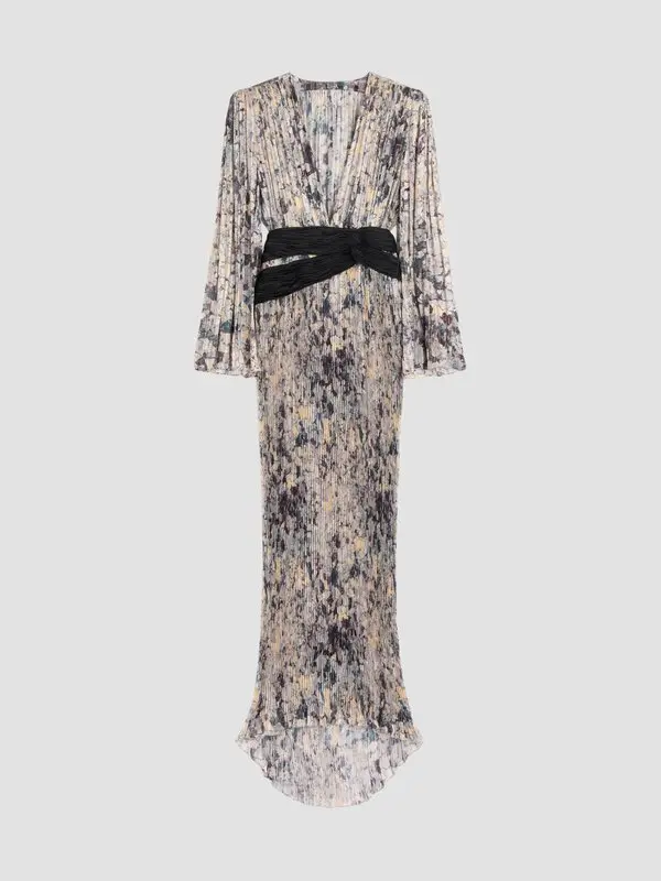 Valentino Garavani Long Dress With Pleats - Grey Multi
