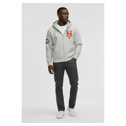 Champion New York Mets Reverse Weave Chenille Full-zip Hoodie - Gray