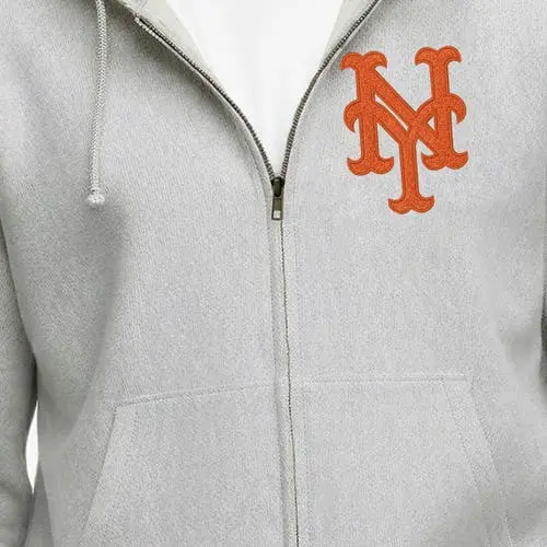 Champion New York Mets Reverse Weave Chenille Full-zip Hoodie - Gray