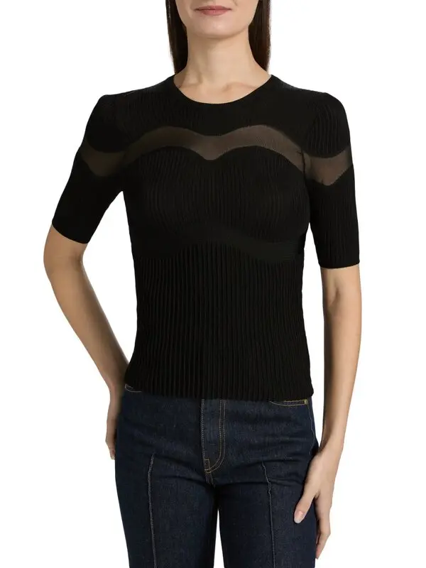 Ulla Johnson Ayla Ribbed Sheer-panel Top