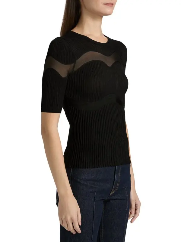 Ulla Johnson Ayla Ribbed Sheer-panel Top