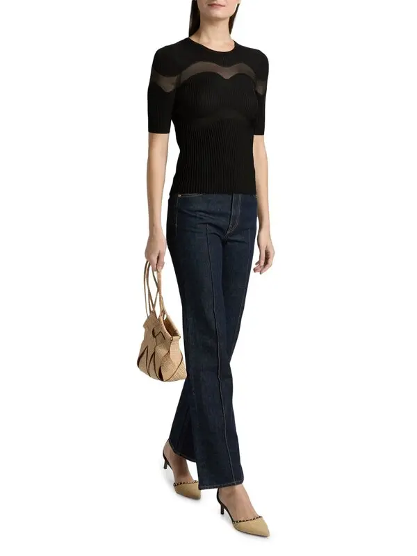 Ulla Johnson Ayla Ribbed Sheer-panel Top