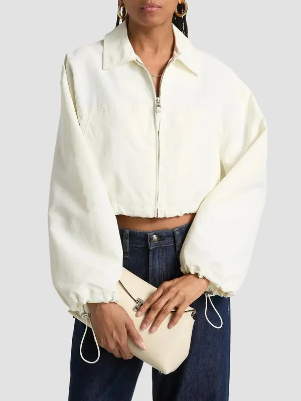 Simkhai Colsen Drawcord Crop Jacket - White