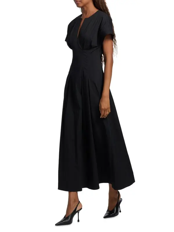 Lela Rose Smocked Back Cotton Poplin Midi-dress