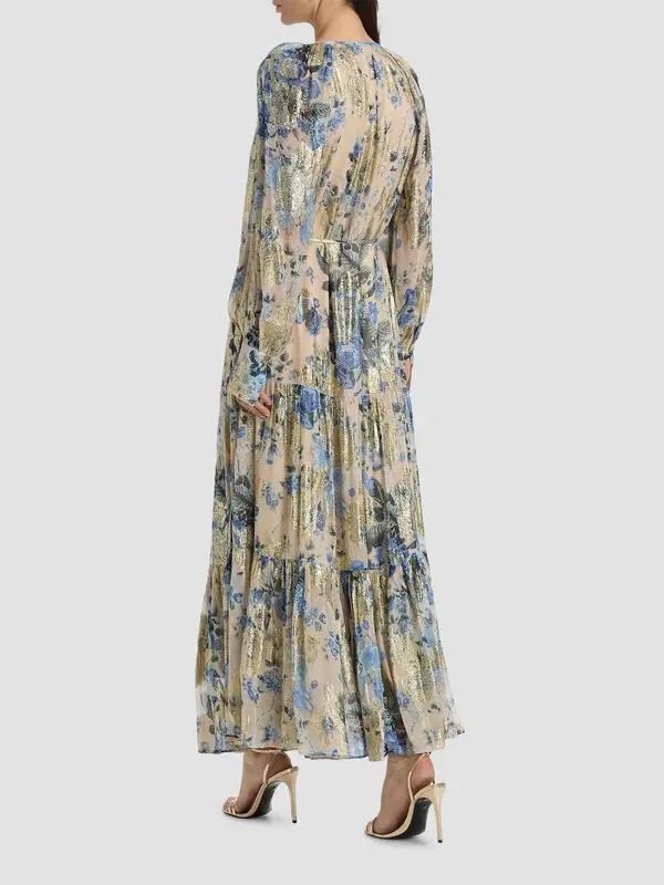 Kobi Halperin Xandra Metallic Floral Maxi Dress