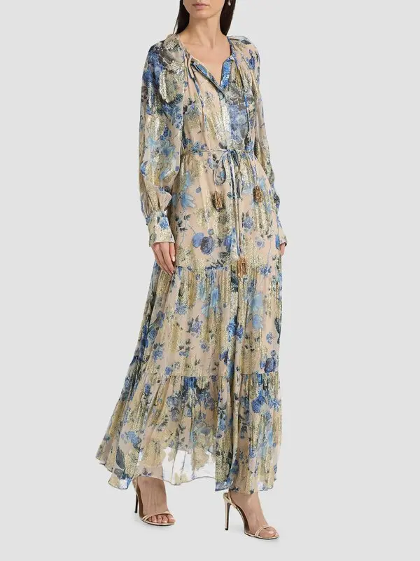 Kobi Halperin Xandra Metallic Floral Maxi Dress