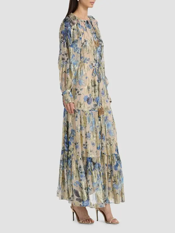 Kobi Halperin Xandra Metallic Floral Maxi Dress