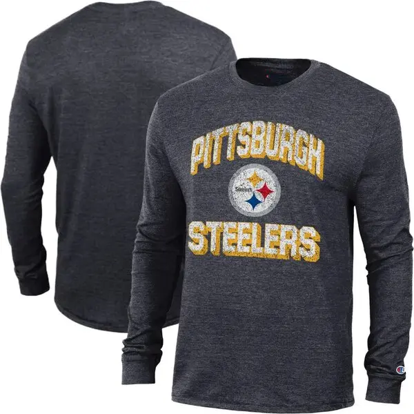 Champion Pittsburgh Steelers Ultimate Tri-blend Long Sleeve T-shirt - Heather Black