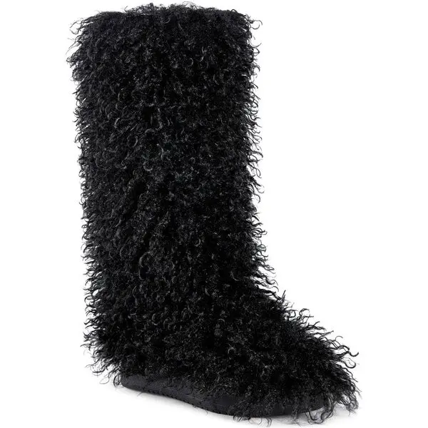 AZALEA WANG Denton Faux Fur Boot - Black