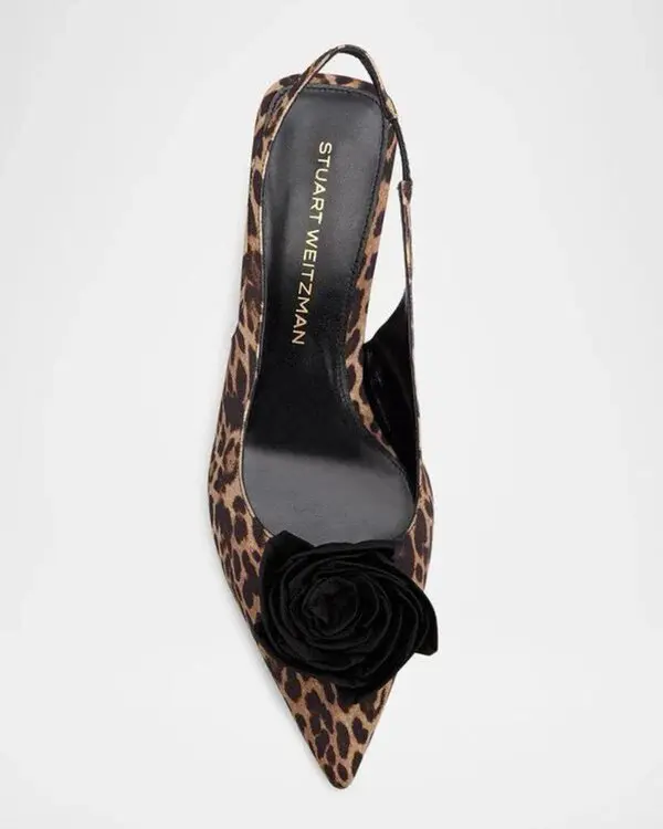 STUART WEITZMAN Paloma 50mm Leopard-print Calf Hair Slingback Pumps