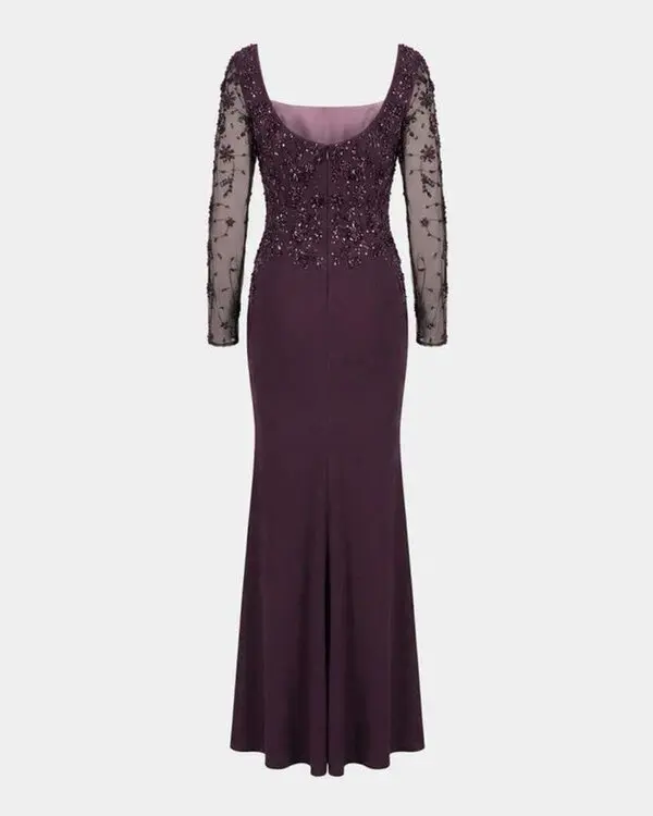 Mac Duggal Beaded Jersey Column Gown