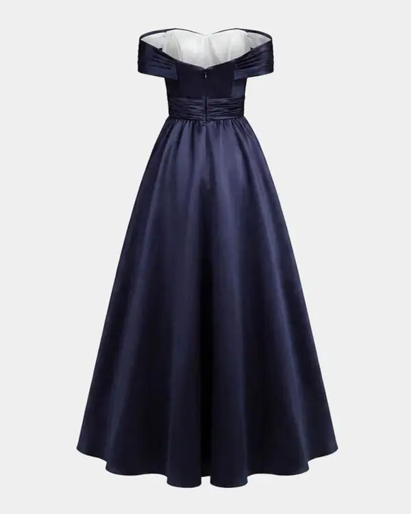 Mac Duggal Ieena Gathered Satin Gown