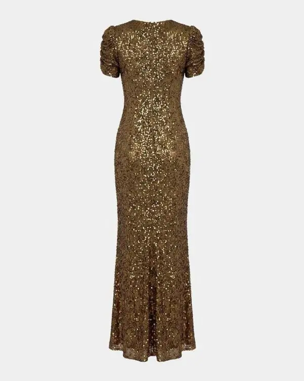 Mac Duggal Embellished Short-sleeve Gown - Chocolate