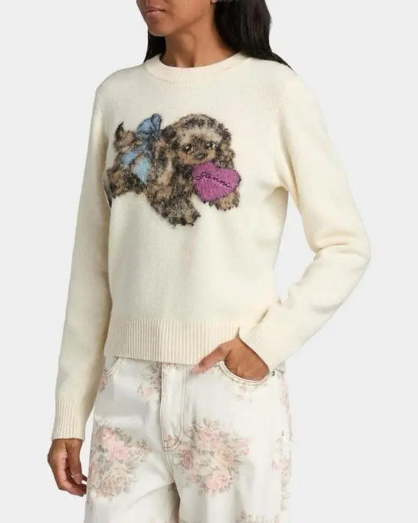 GANNI Puppy Love Crewneck Sweater