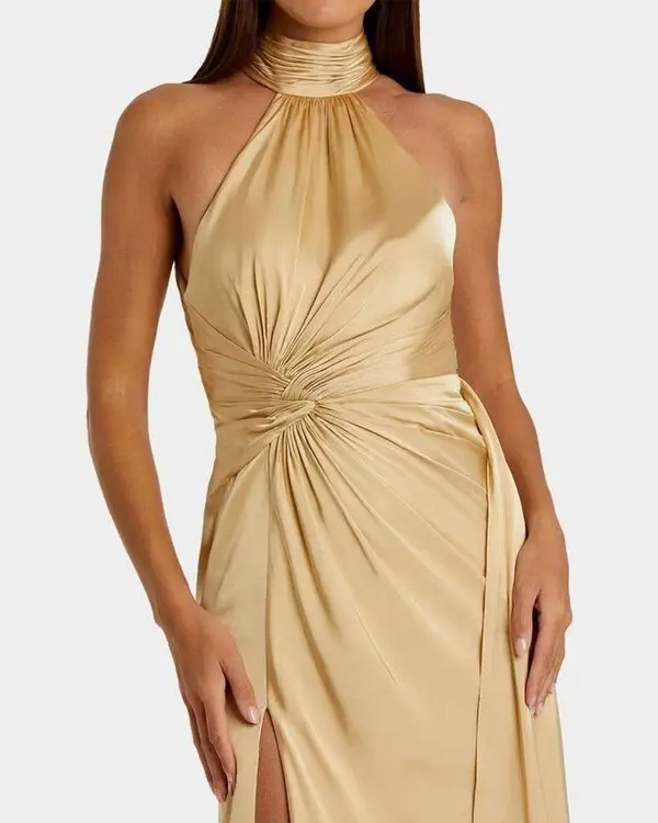 Mac Duggal Halterneck Open-back Satin Gown