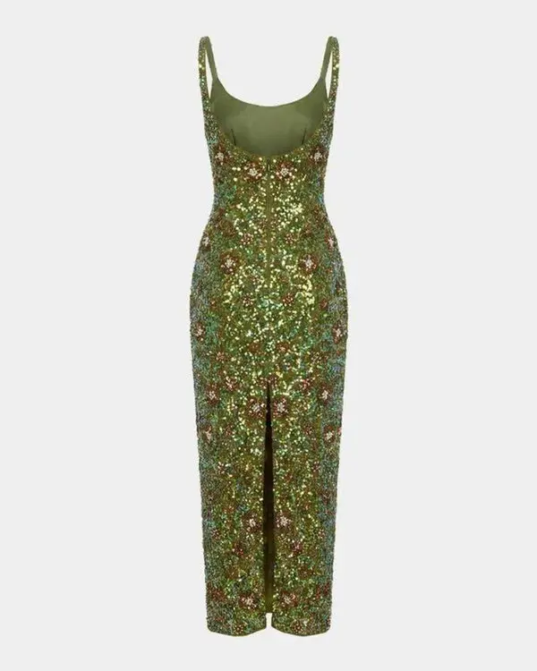 Mac Duggal Floral Beaded Cocktail Sheath Dress