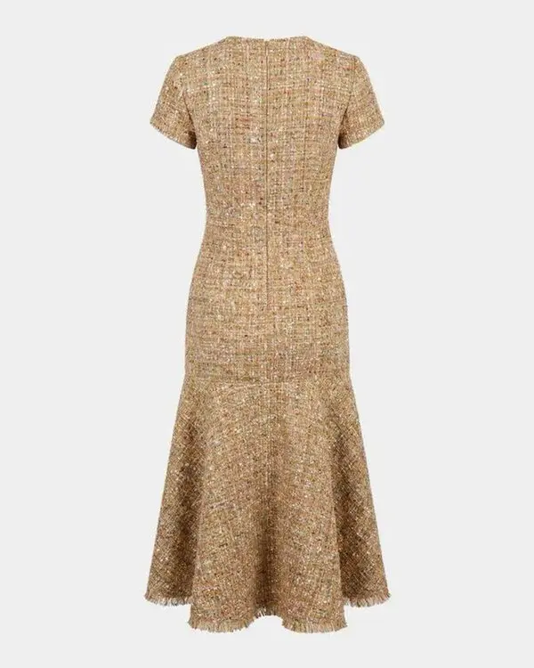 Mac Duggal Ieena Tweed Midi Dress