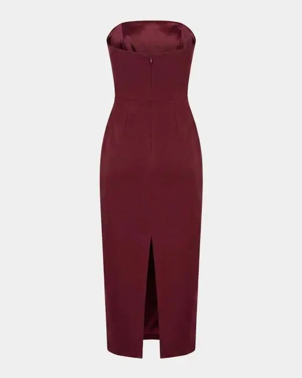 Mac Duggal Floral Crepe Strapless Maxi Dress - Wine