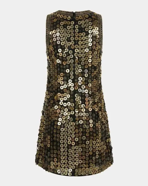 Mac Duggal Beaded Georgette Sleeveless A-line Mini Dress - Black