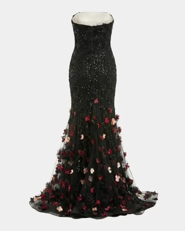 Mac Duggal Embellished Strapless Mermaid Gown - Black Mult