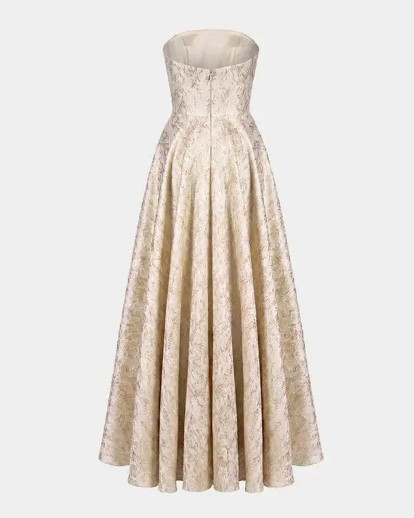 Mac Duggal Strapless Brocade Fit &amp; Flare Gown