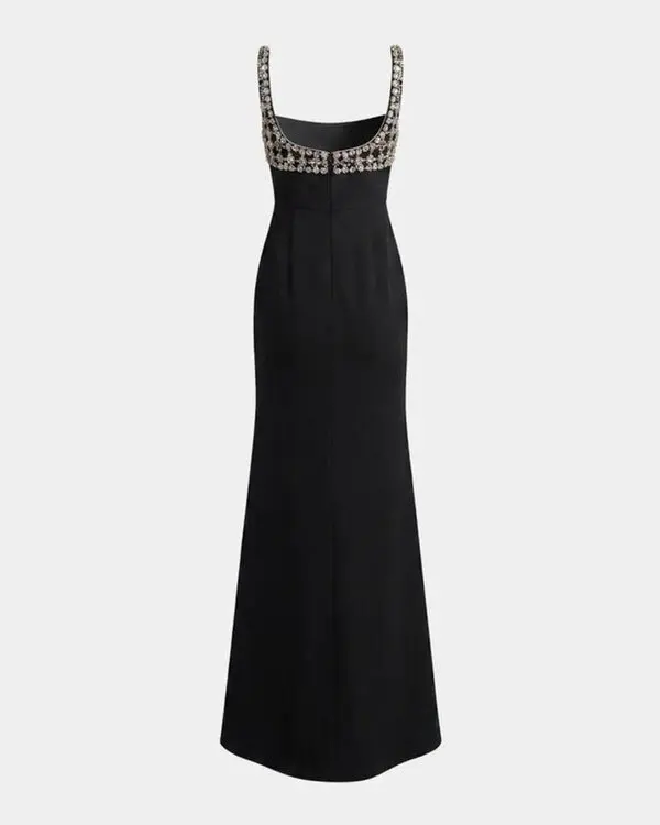 Mac Duggal Beaded Crepe Sleeveless Gown